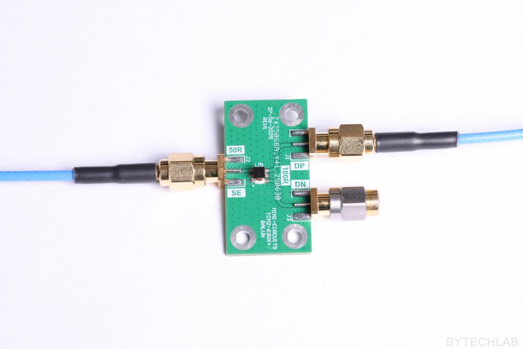 Balun PCB (50Ω SE to 100Ω DIFF, 30 to 6000 MHz, TCM2-63WX+) - ByTechLab
